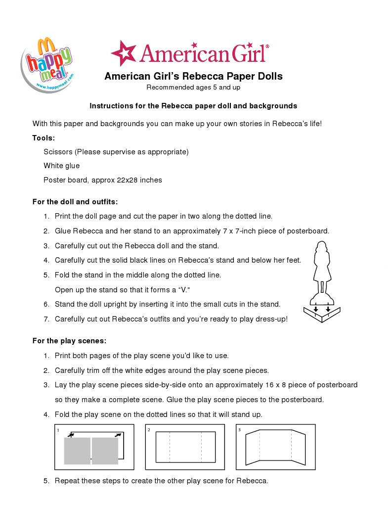 American Girl Rebecca Paper Doll | PDF | Leisure