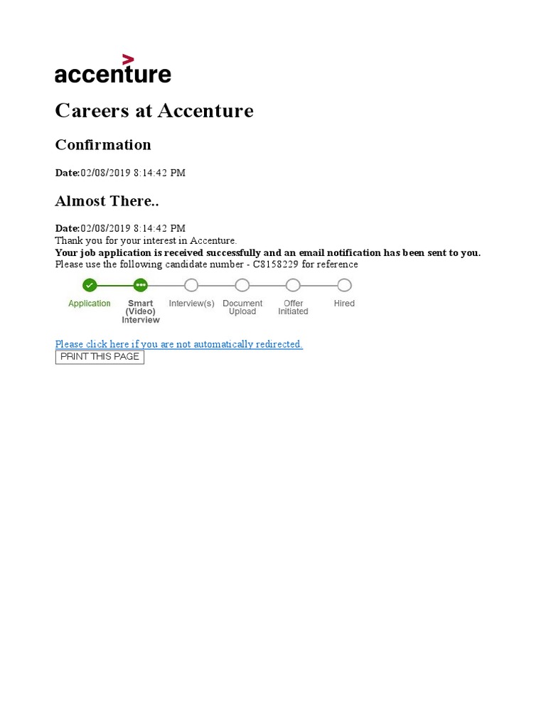 Careers at Accenture: Confirmation | PDF