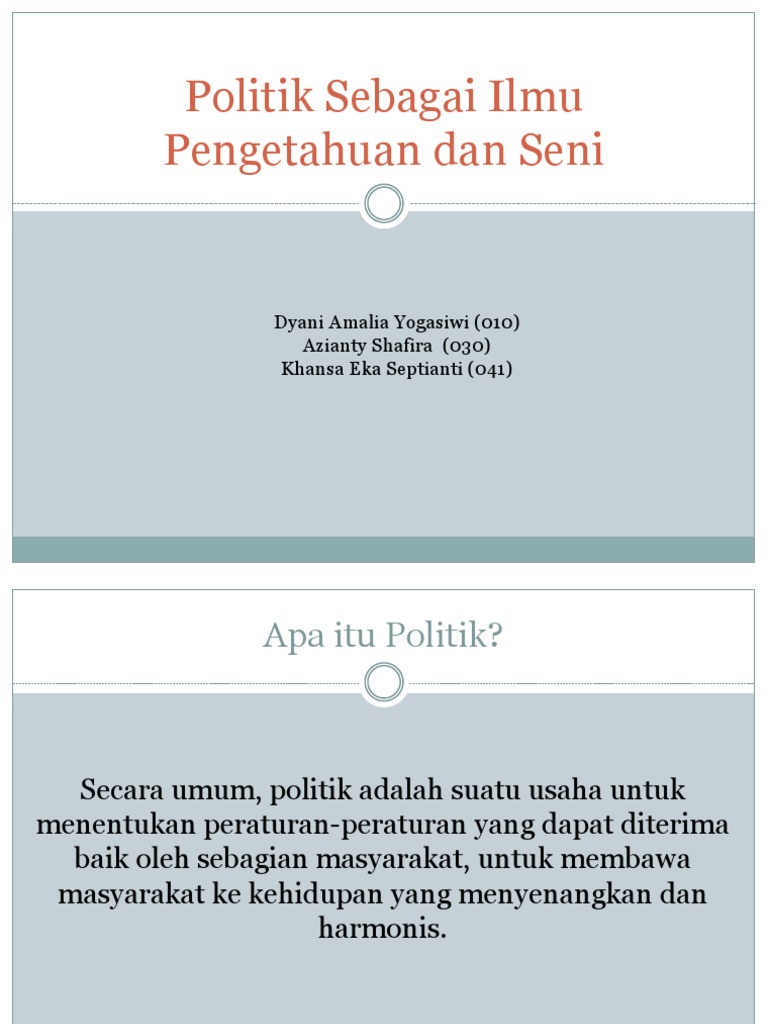 Politik: Ilmu dan Seni dalam Kehidupan | PDF | Politik
