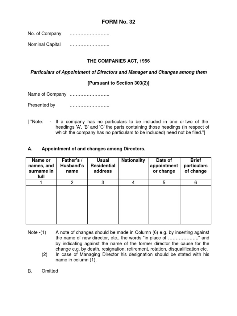 Form 32: Director Appointment Details | PDF