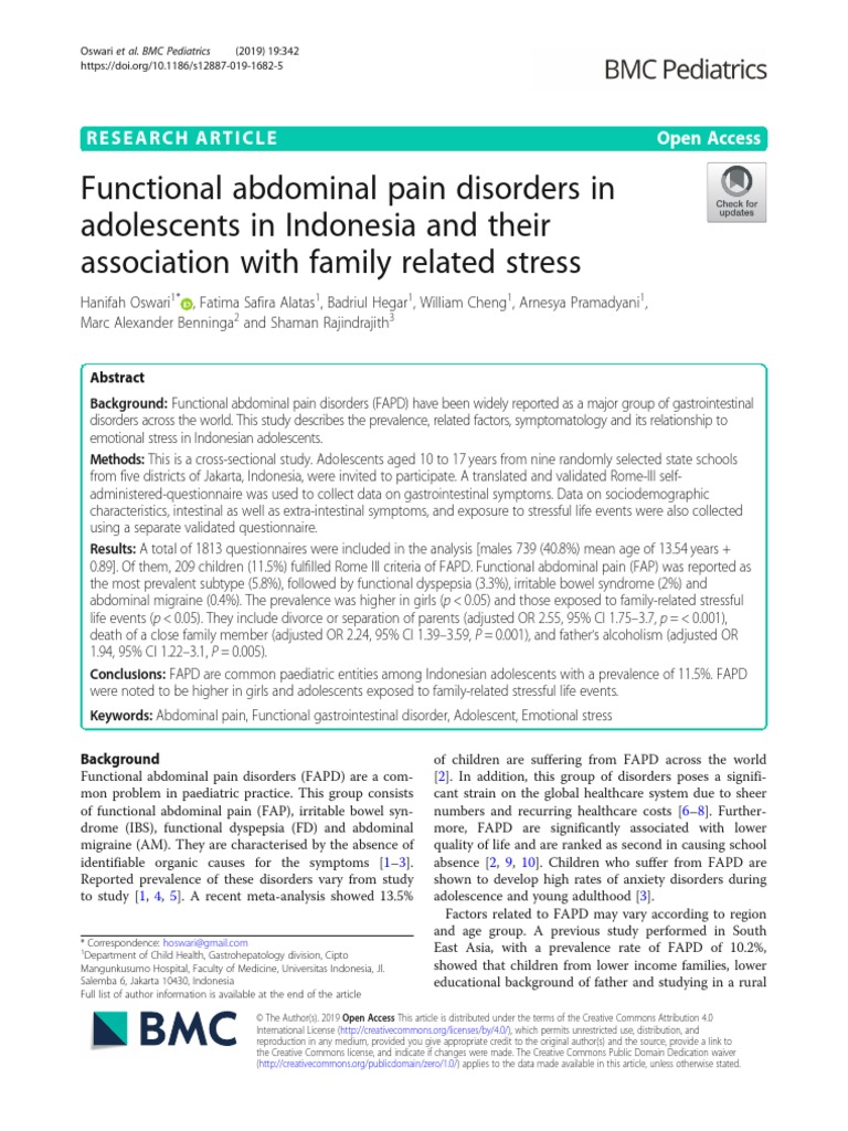 Oswari Et Al-2019-BMC Pediatrics | PDF | Irritable Bowel Syndrome ...