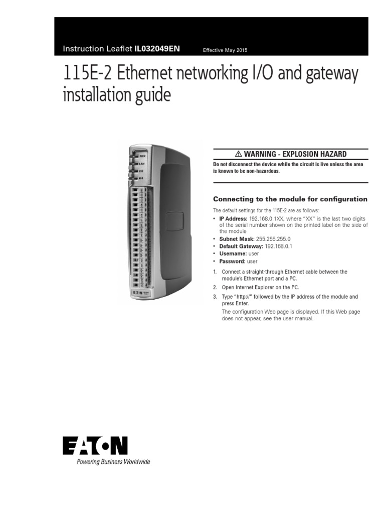Eaton 115e-2 Install Guide Il032049en | PDF | Power Supply | Gateway ...