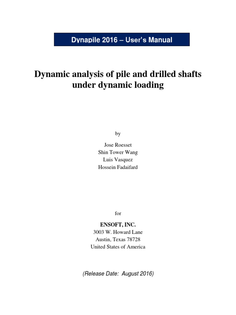 Dynamic Analysis of Pile and Drilled Shafts Under Dynamic Loading | PDF ...