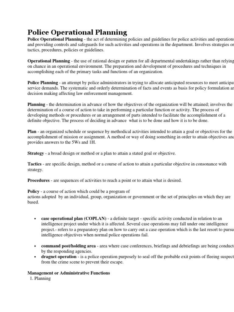 Case Operational Planning in Police | PDF | Goal | Police