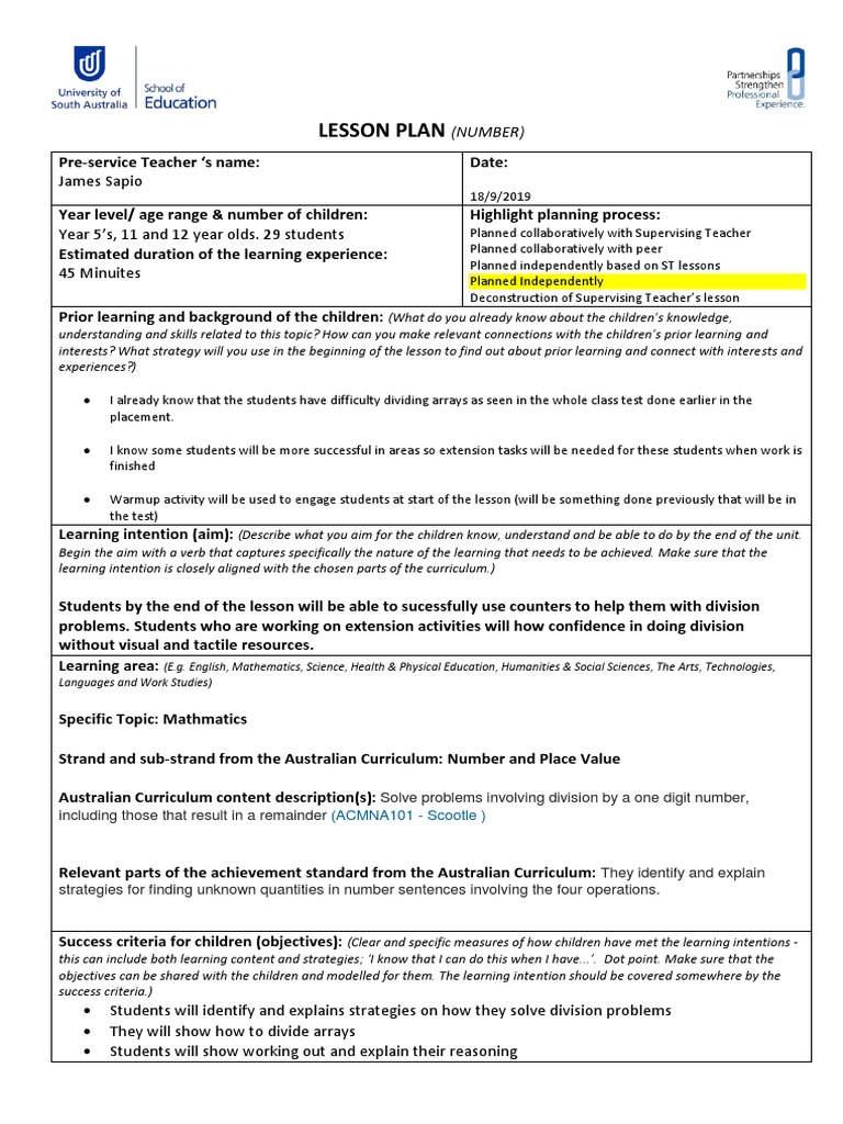 Lesson Plan 2019 1 | PDF | Curriculum | Learning