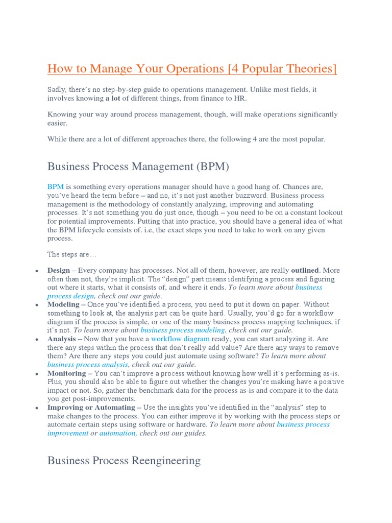 How To Manage Your Operations (4 Popular Theories) : Business Process ...