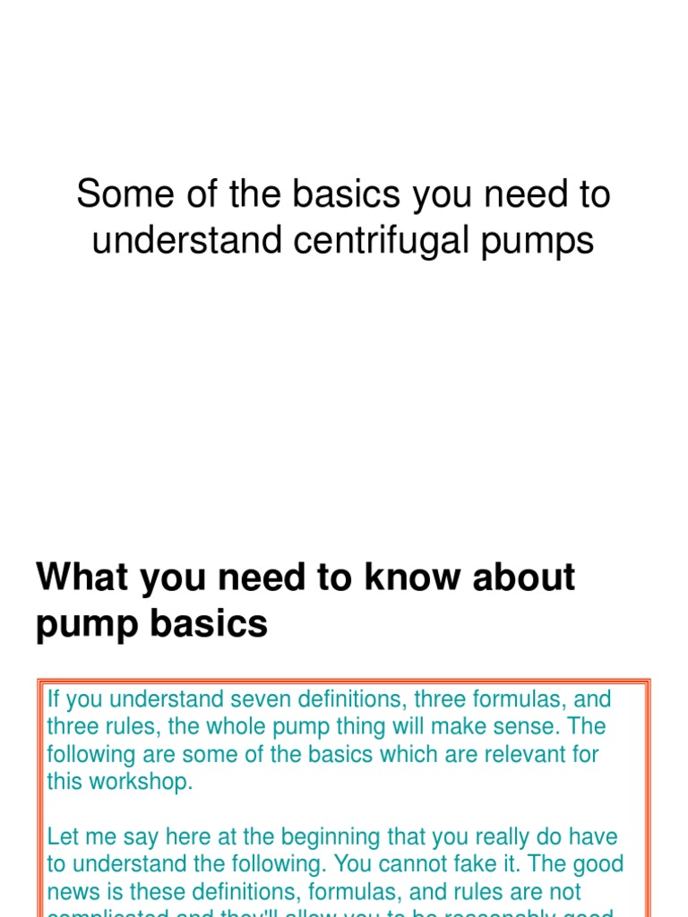 Some of The Basics You Need To Understand Centrifugal Pumps | PDF ...