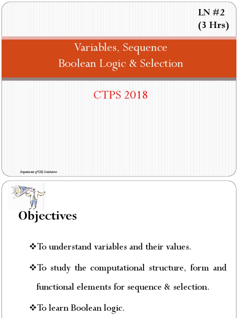 Logic and Selection | PDF | Boolean Data Type | Variable (Computer Science)