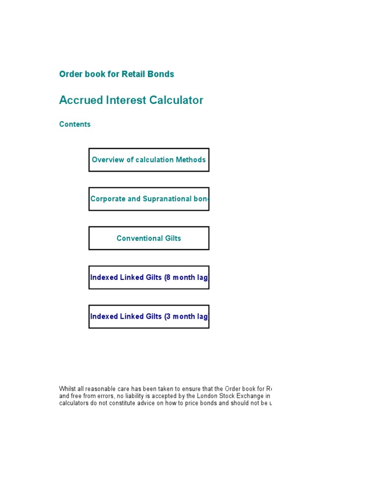 Accrued Interest Calculator: Order Book For Retail Bonds | PDF | Gilt ...