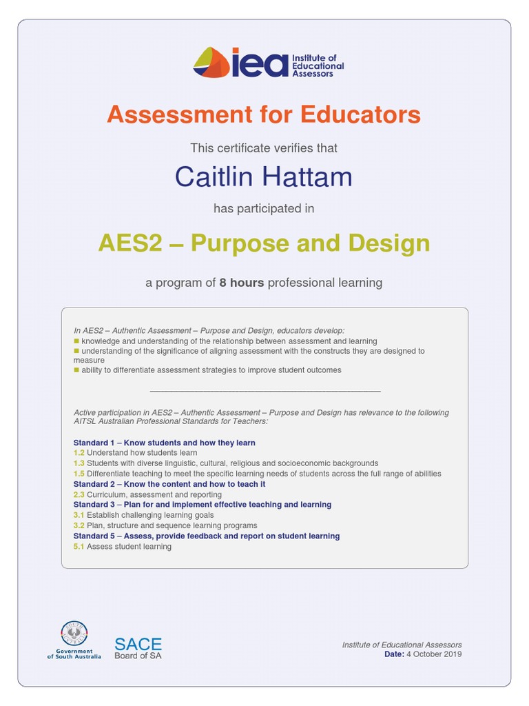 Iea-Aes2-Participation Certificate | PDF
