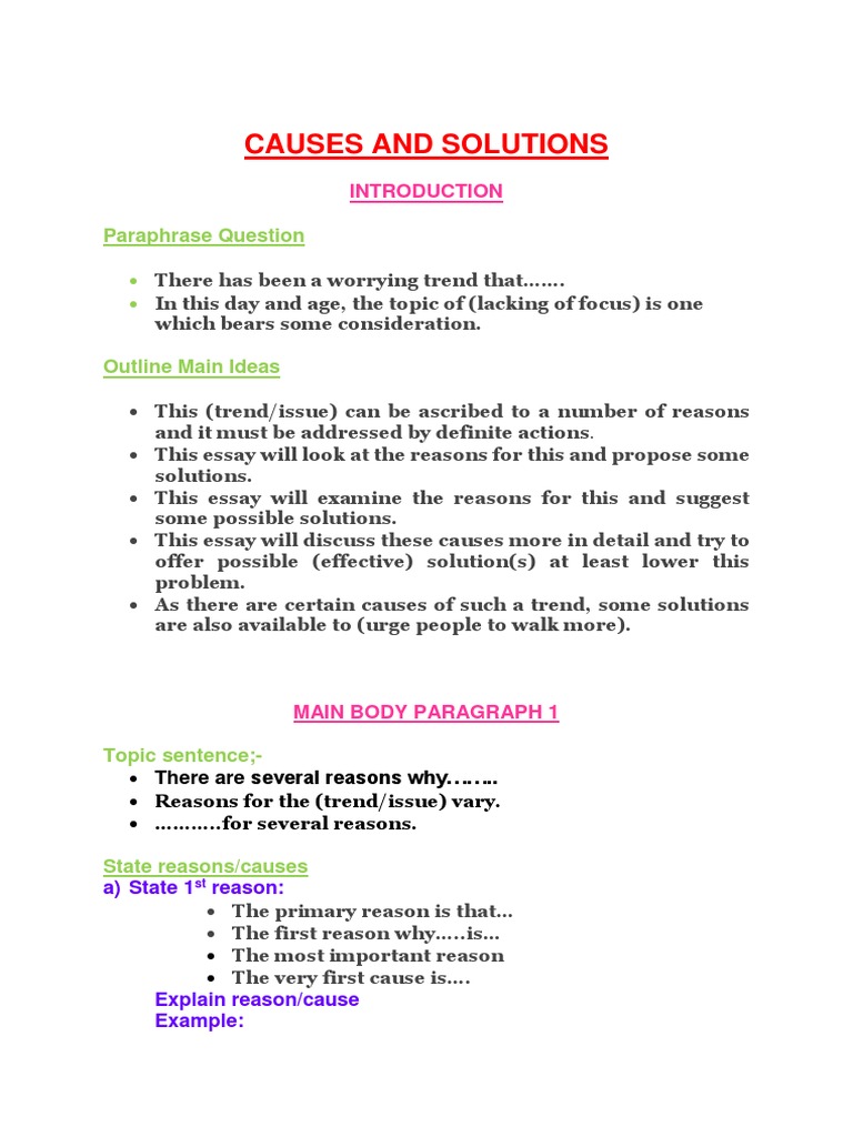 Causes and Solutions: Paraphrase Question | PDF | Career & Growth ...