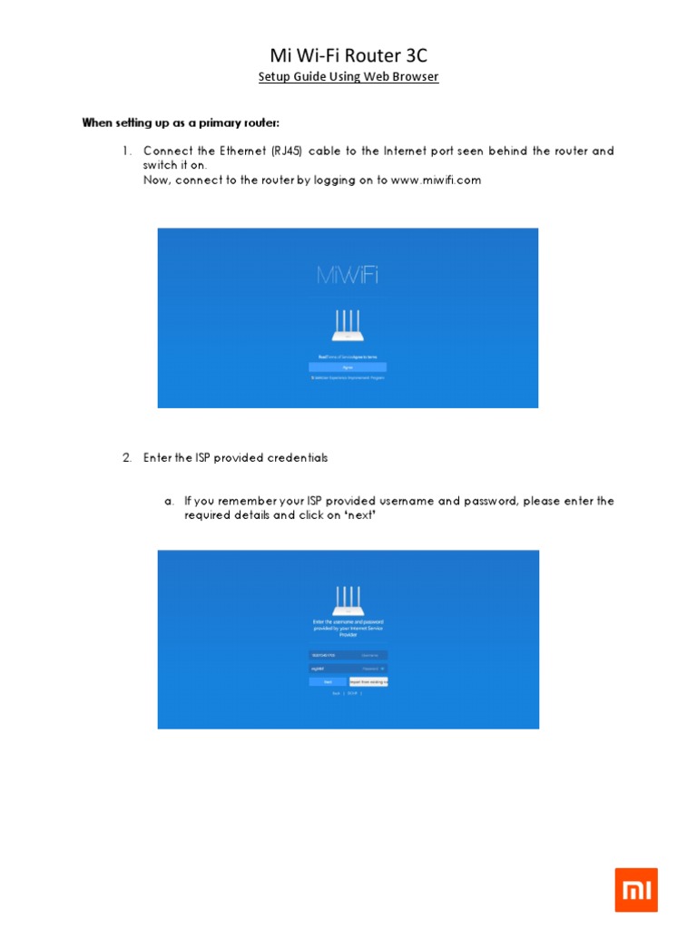 Mi Wi-Fi Router 3C: Setup Guide Using Web Browser | PDF | Wi Fi | Router (Computing)