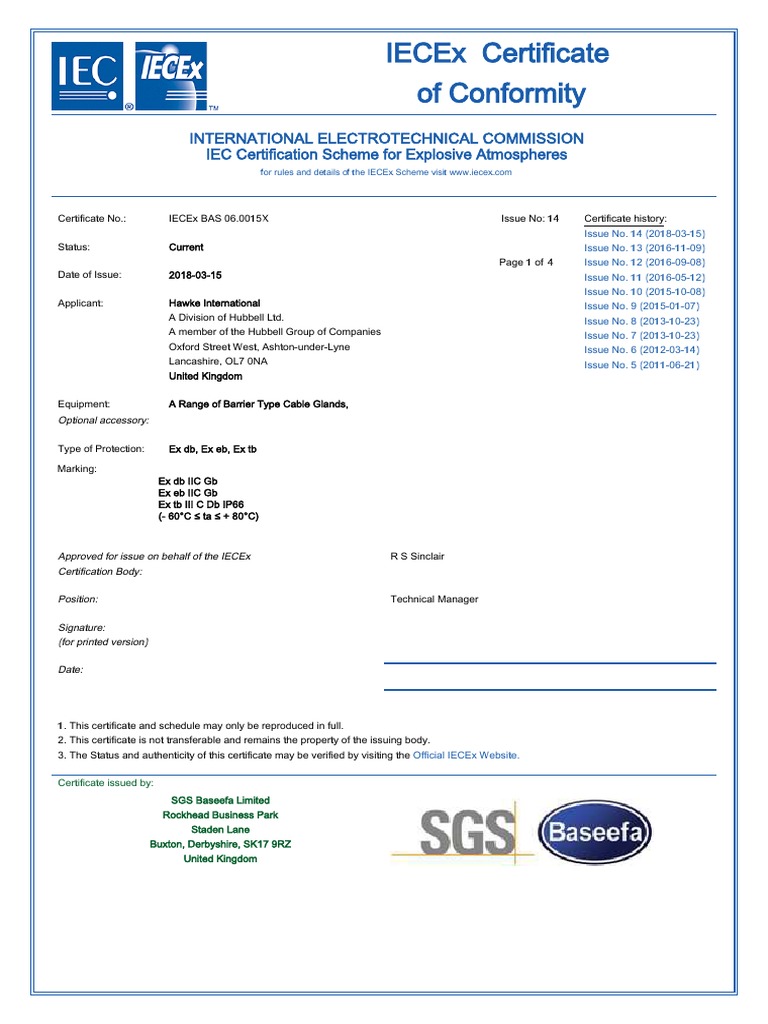 Iecex Certificate of Conformity | PDF | International Electrotechnical ...