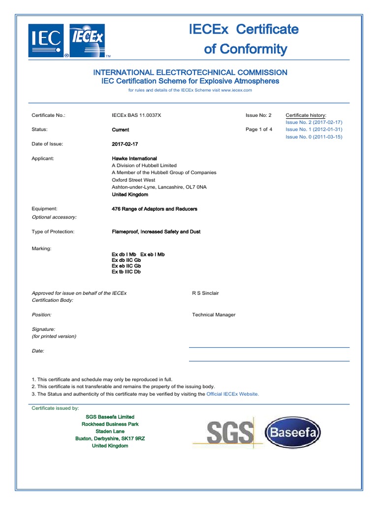 Iecex Certificate of Conformity | Download Free PDF | International ...