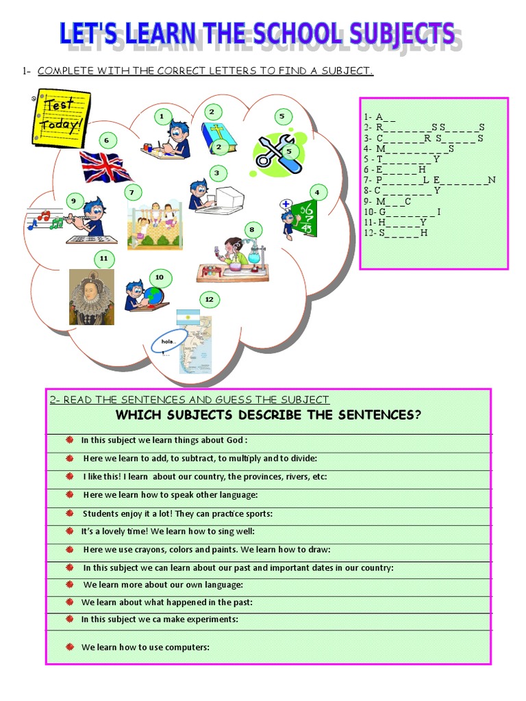 School Subjects Fun Activities | PDF