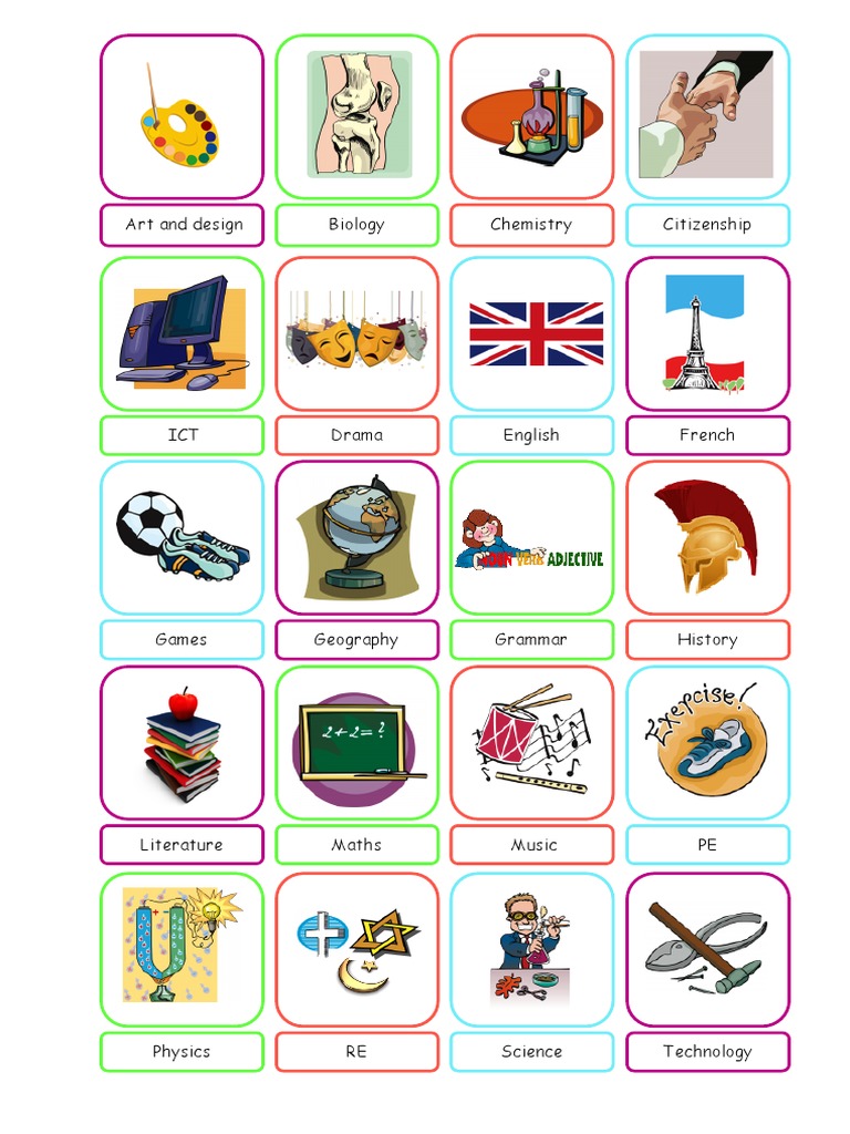 School Subjects Pictionary | PDF