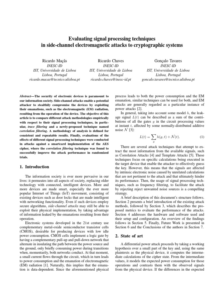 Comparing Signal Processing Techniques for Electromagnetic Side-Channel ...
