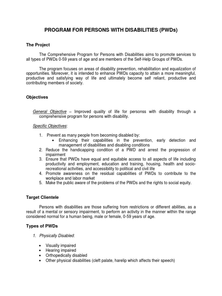 DSWD PWD | PDF | Disability | Physical Therapy