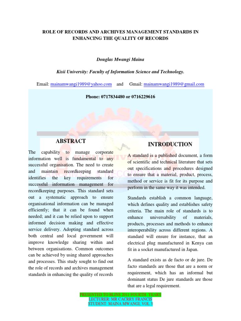 Role of Records and Archives Management PDF | PDF | Records Management ...