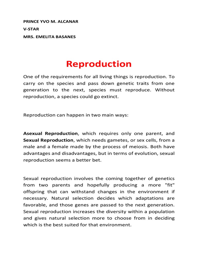 The Four Ways of Sexual Reproduction: Autogamy, Allogamy, Internal ...
