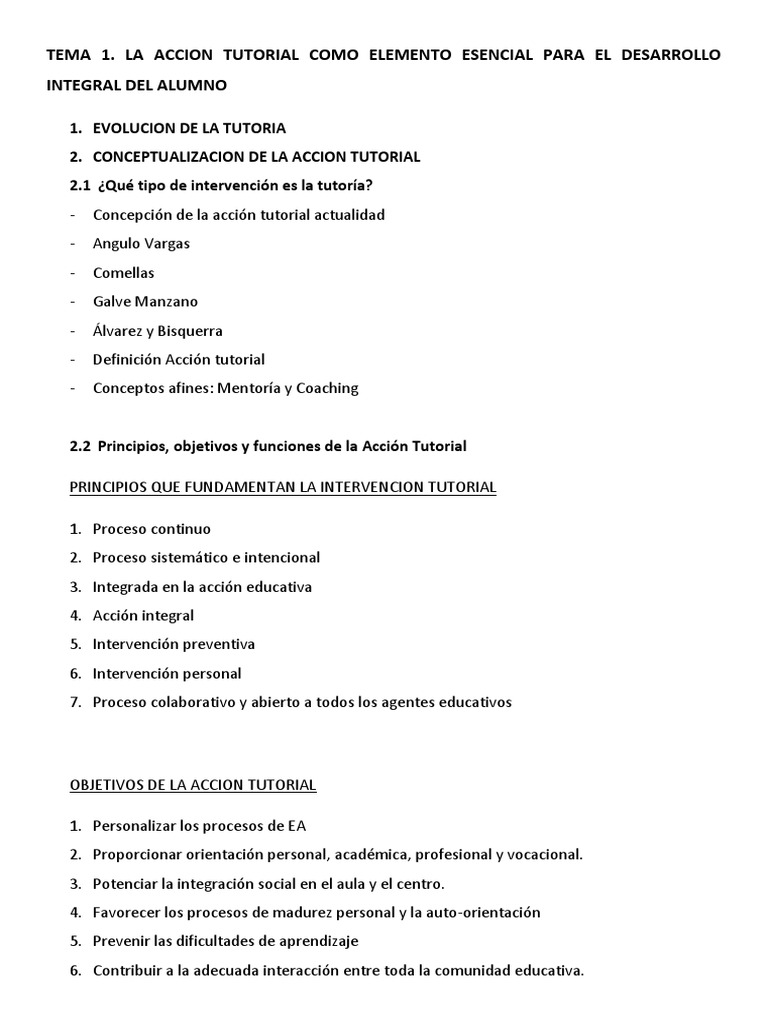 Esquema Accion Tutorial (UNED) | PDF | Planificación | Educación primaria