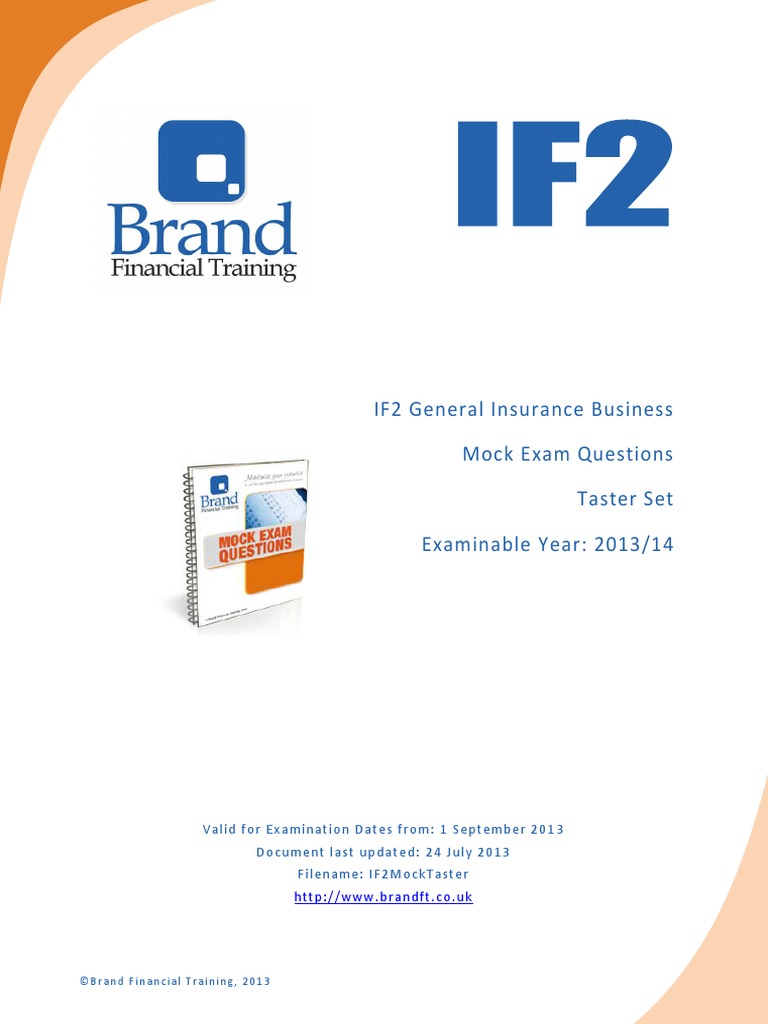 If 2 Mock Taster PDF | PDF | Multiple Choice | Insurance