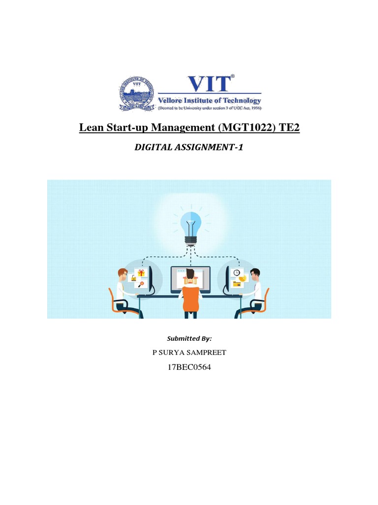 Lean Start-Up Management (MGT1022) TE2: Digital Assignment-1 | PDF | Startup Company | Small ...