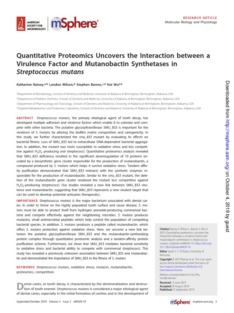 Quantitative Proteomics Uncovers The Interaction Between A Virulence ...