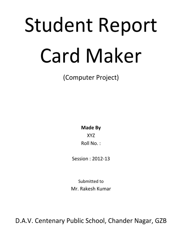 Student Report Card Maker: A Computer Program for Generating Student Report Cards | PDF ...
