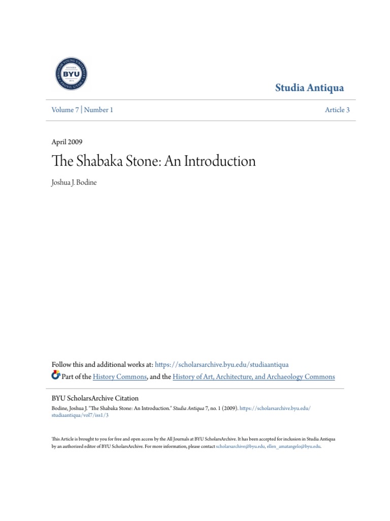The Shabaka Stone: An Introduction: Studia Antiqua | PDF | Horus ...