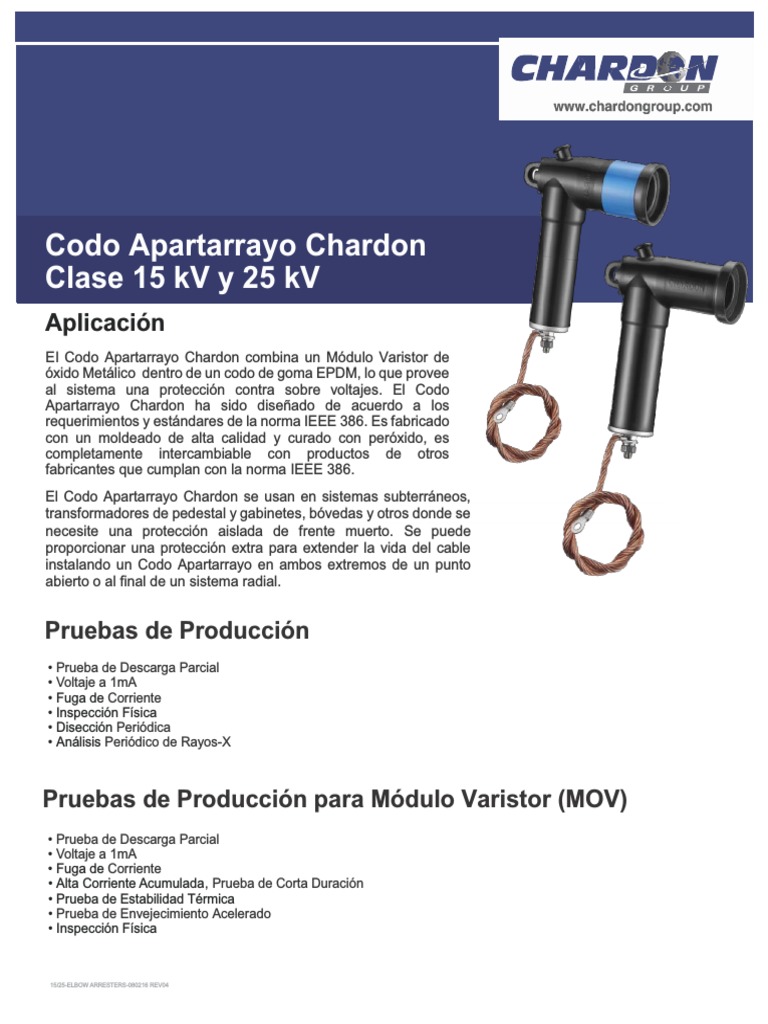 Pararrayos Elbow Arrester 15-25 KV 1525lea Chardon | PDF | Componentes ...