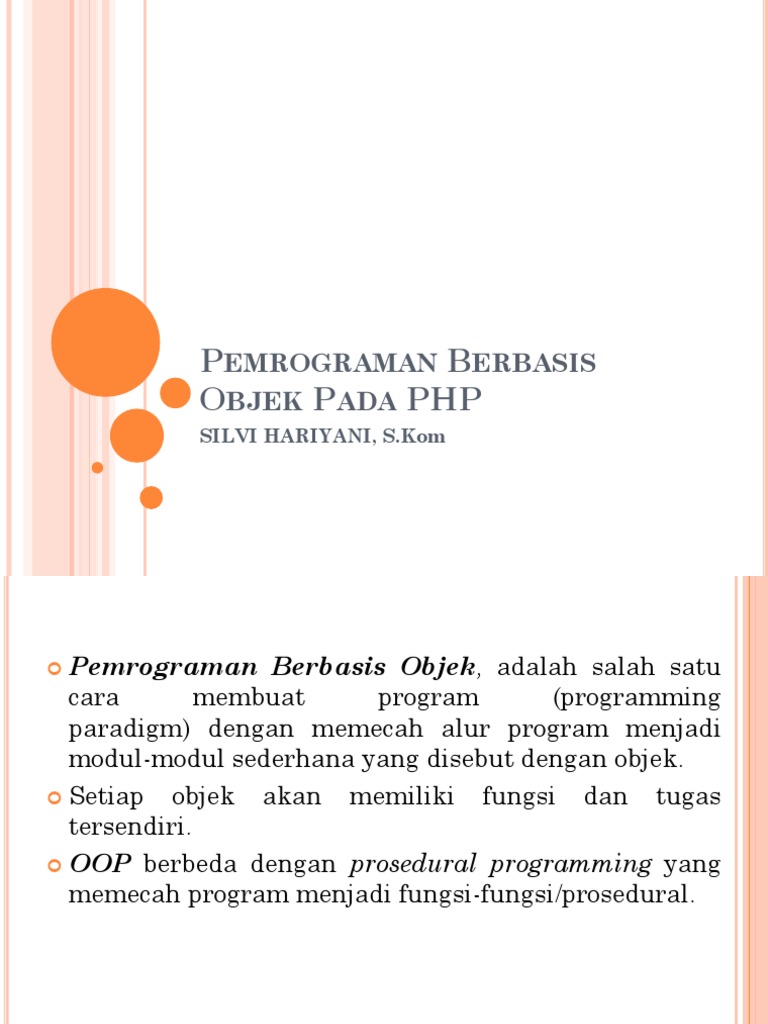 Pemrograman Berbasis Objek Pada PHP | PDF | Komputer | Teknologi & Rekayasa