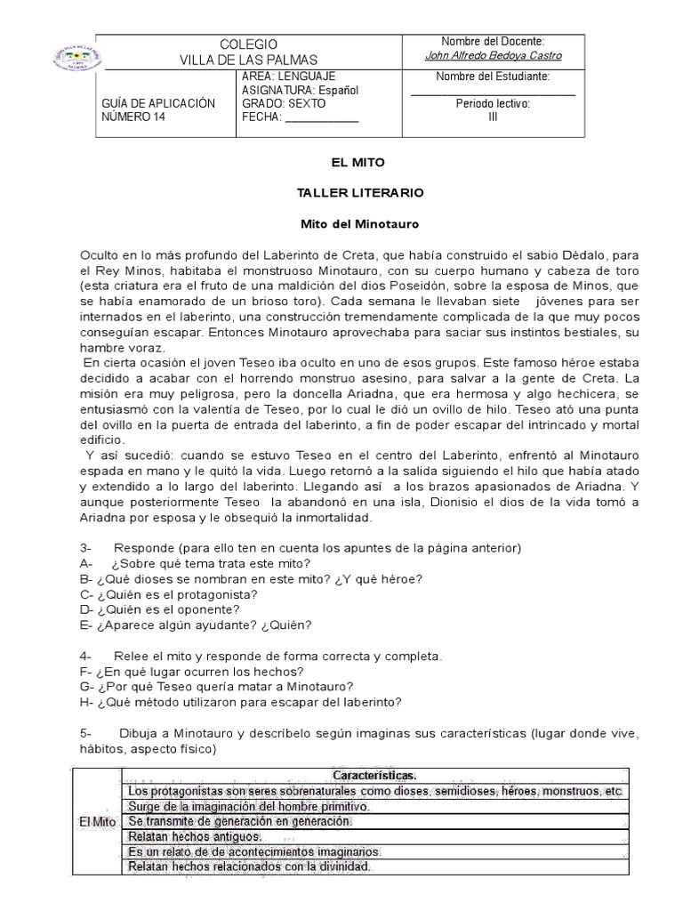 Actividades Mito | PDF | Minotauro