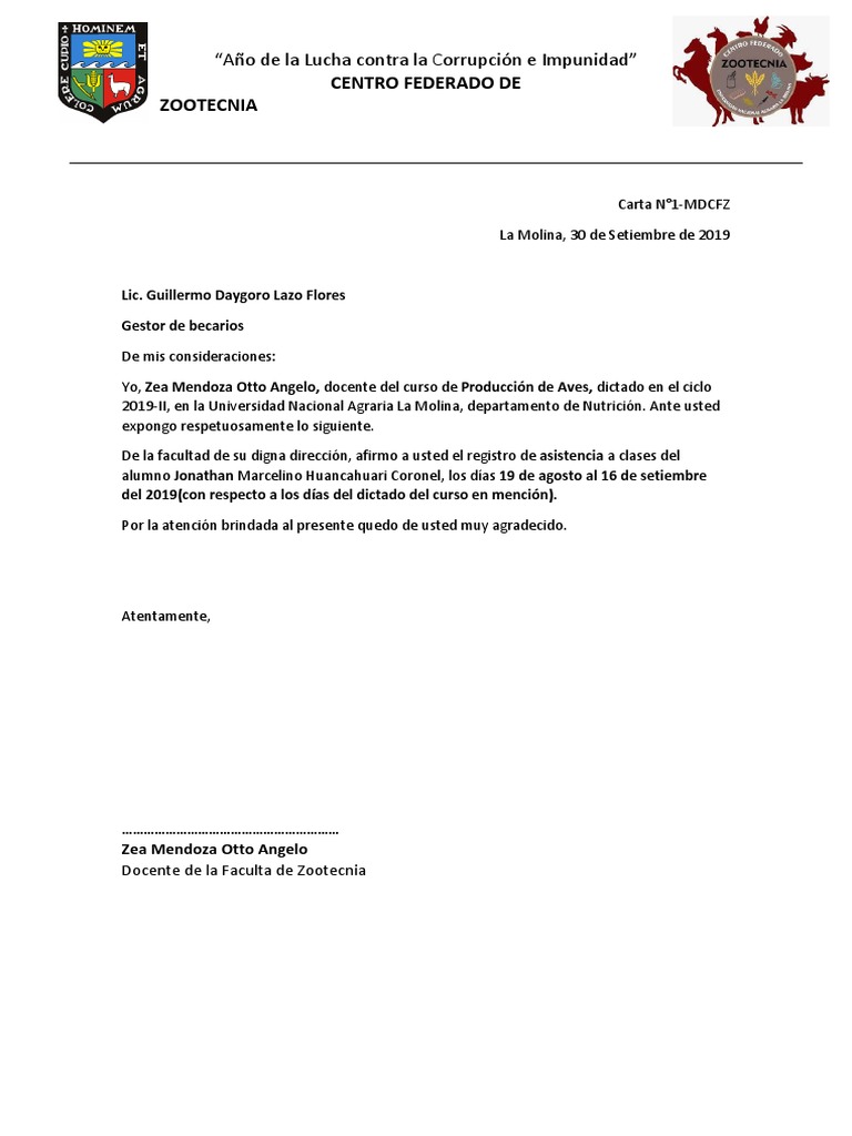Carta de Asistencia | PDF