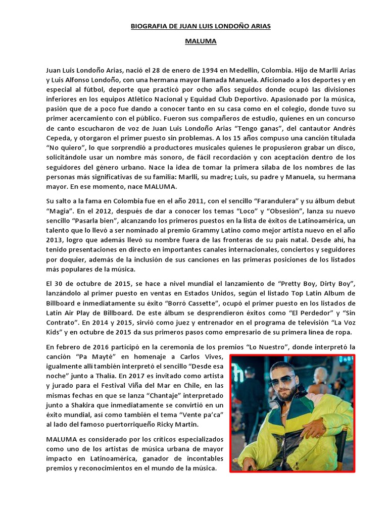 Biografia de Maluma | PDF | Musica Popular | Música pop