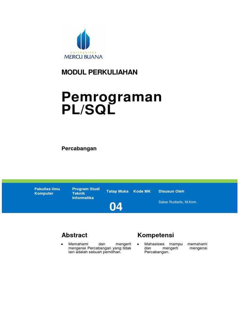 Modul Pemrograman PL SQL (TM4) | PDF