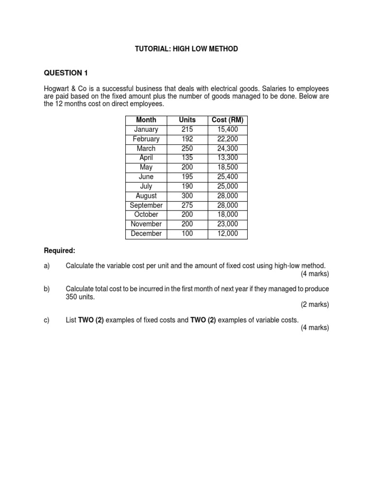 High Low Method Tutorial Pdf Business Business Economics