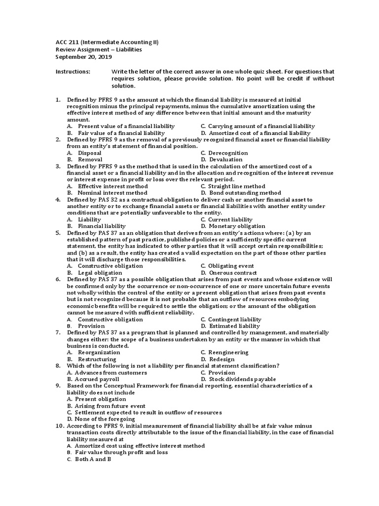ACC 211 Liabilities Assignment Guide | PDF | Fair Value | Payroll