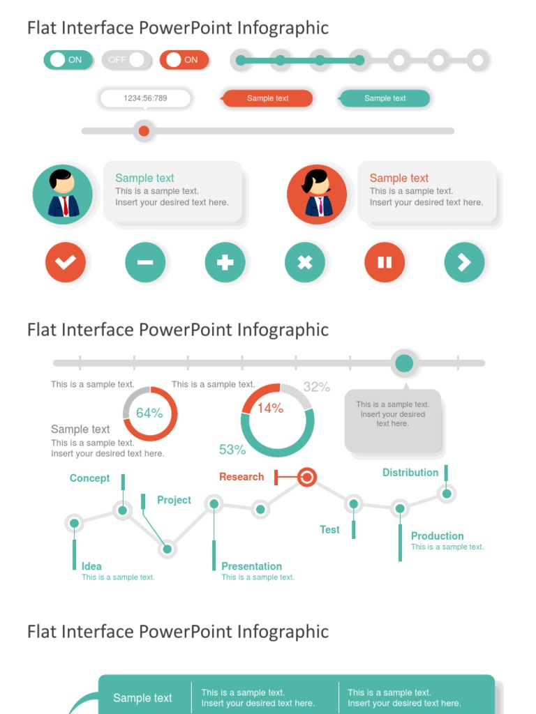 Flat Interface Powerpoint Infographic: Sample Text | PDF