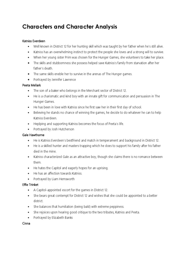 Characters and Character Analysis | PDF | Violence | Leisure