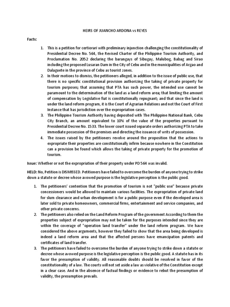 Lusaran Dam Expropriation Ruling | PDF | Eminent Domain | Burden Of ...