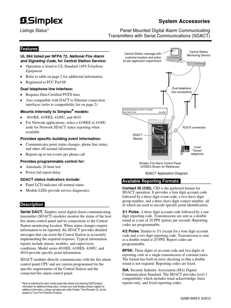 Serial DACT, Panel Mounted PDF | PDF | Telephone | Data Transmission