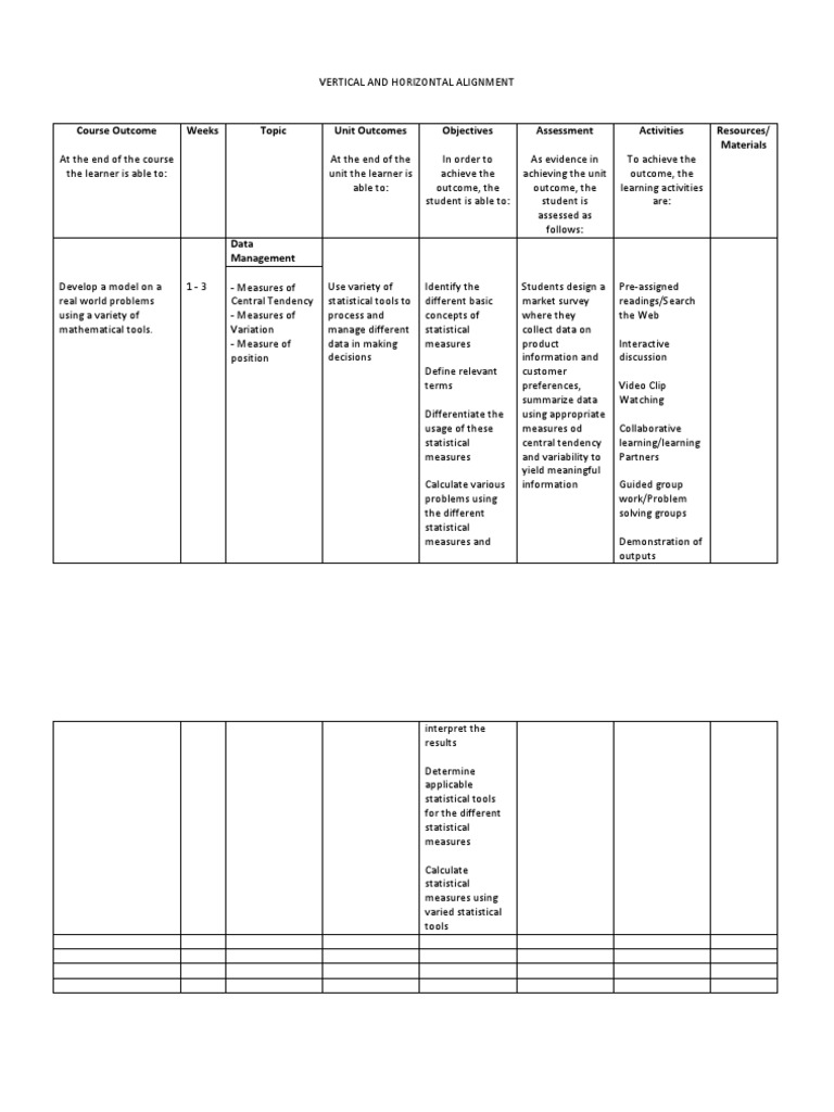 Vertical and Horizontal Alignment | PDF | Data | Learning
