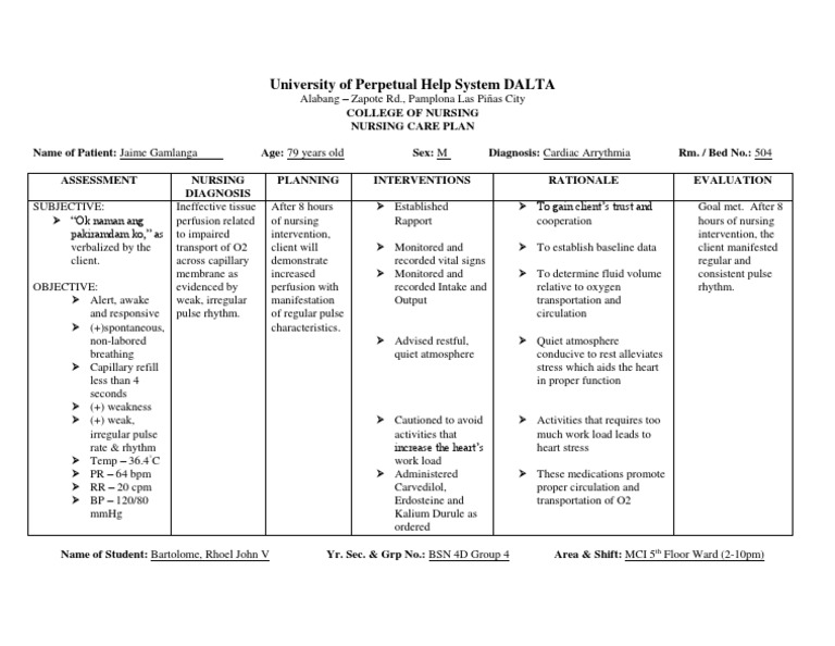 NCP Ineffective Tissue Perfusion | PDF | Heart | Diseases And Disorders