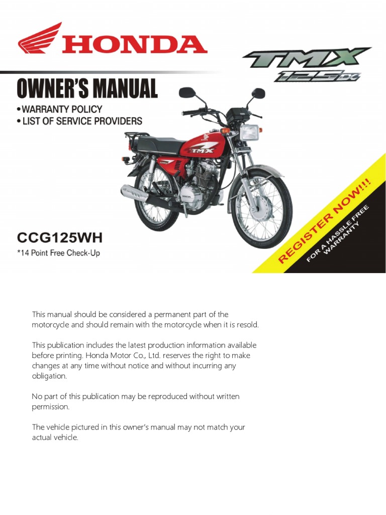 Honda TMX 125a | PDF | Gasoline | Motorcycle
