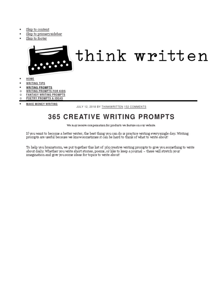 365 Creative Writing Prompts to Inspire | PDF | Crossword | Forgiveness