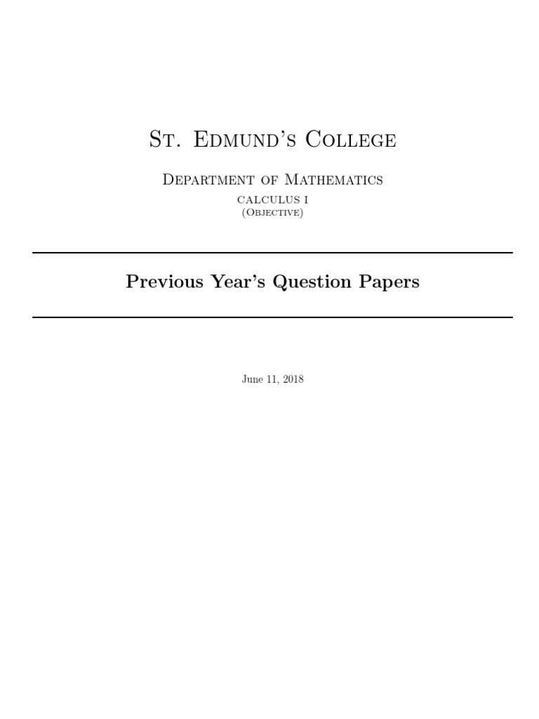 Calculus I Previous Year Papers | PDF | Series (Mathematics) | Equations