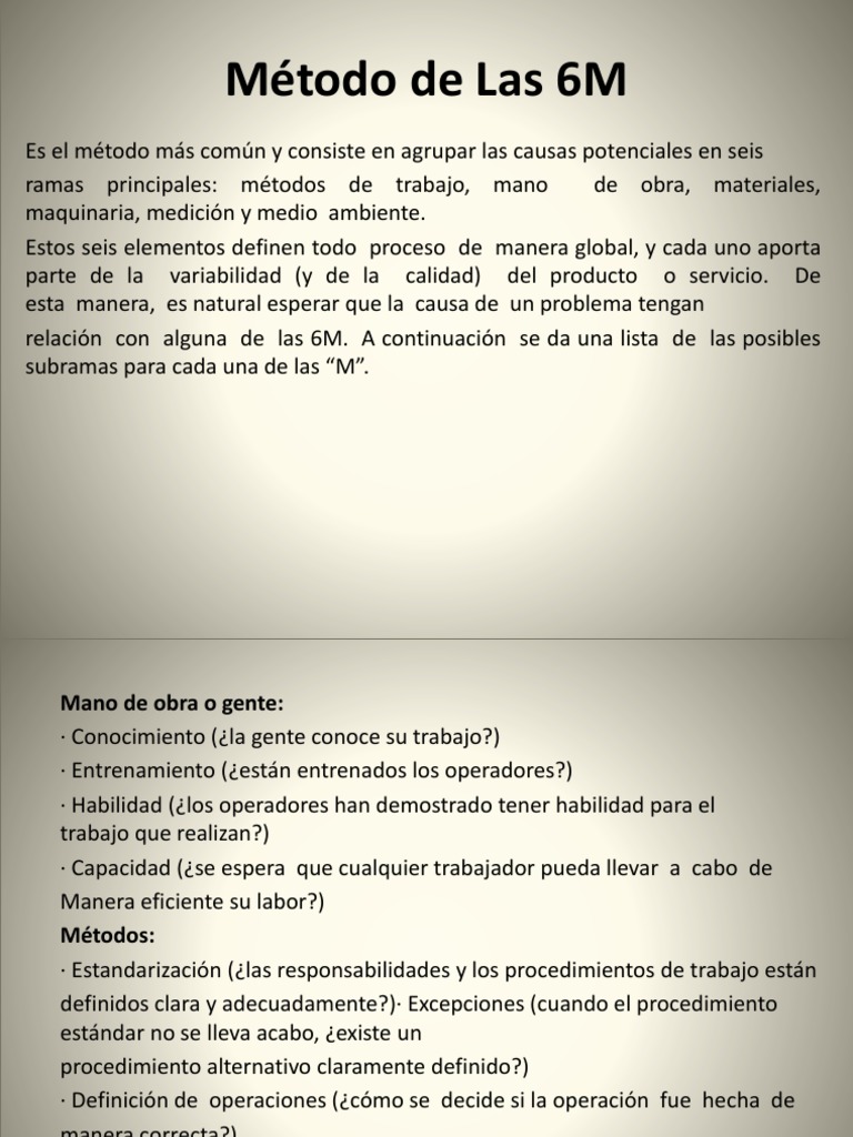 Método de Las 6M | PDF | Temperatura | Informática y tecnología de la ...