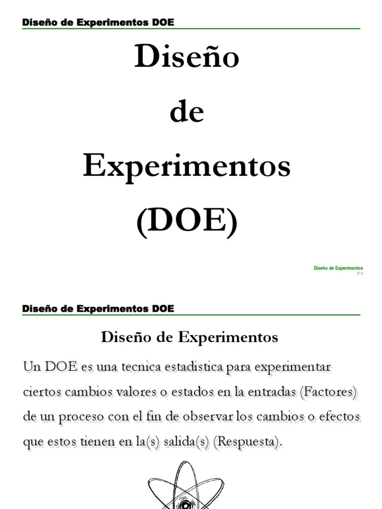 Diseño de Experimentos: Método DOE | PDF | Planificación | Métodos de ...
