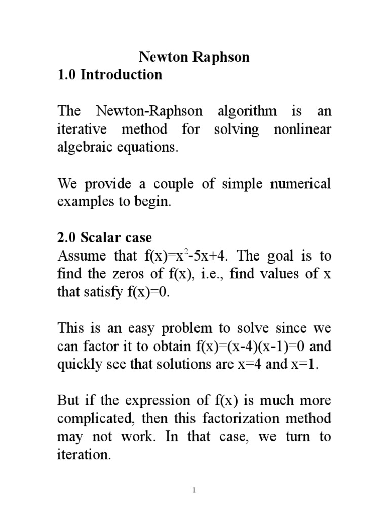 An Introduction to the Newton-Raphson Method for Solving Nonlinear ...